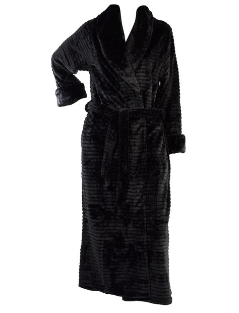 Slenderella Ladies Ribbed Dressing Gown Zip Or Wrap Faux Fur Collar Bath Robe Ebay