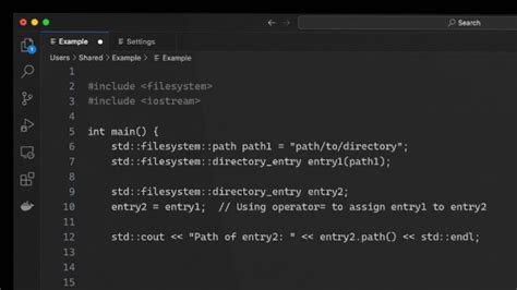 basic example of c function std filesystem copy file