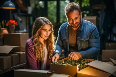 Premium Ai Image A Couple Unpacking Furniture And Opening Boxes In