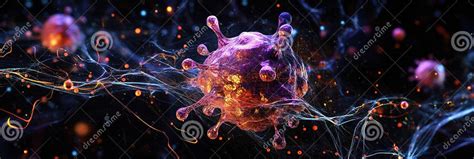 Intricate 3d Visualization Showing Virus Structure With Capsid Spikes Rna Strands And Glowing