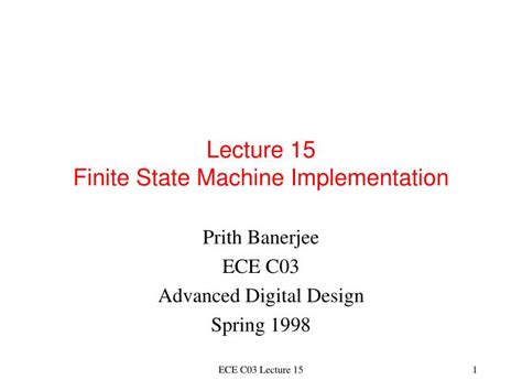 Ppt Lecture 15 Finite State Machine Implementation Powerpoint