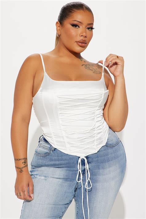 Margot Satin Corset Top Ivory Fashion Nova