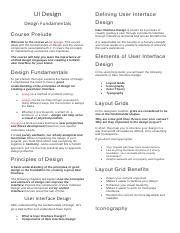UI Design Pdf UI Design Design Fundamentals Course Prelude Defining User Interface Design User