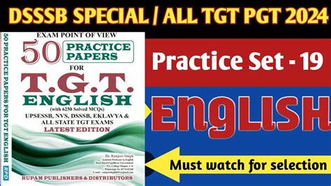 Practice Set Up Tgt Pgt Dsssb Lt Grade Exams English Literature