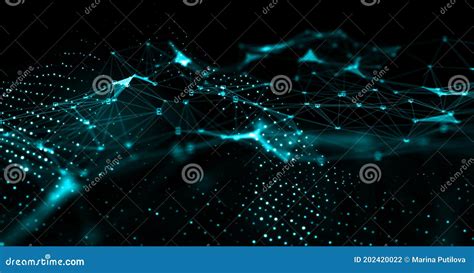Abstract Futuristic Technology With Polygonal Shapes On Dark Background Design Digital