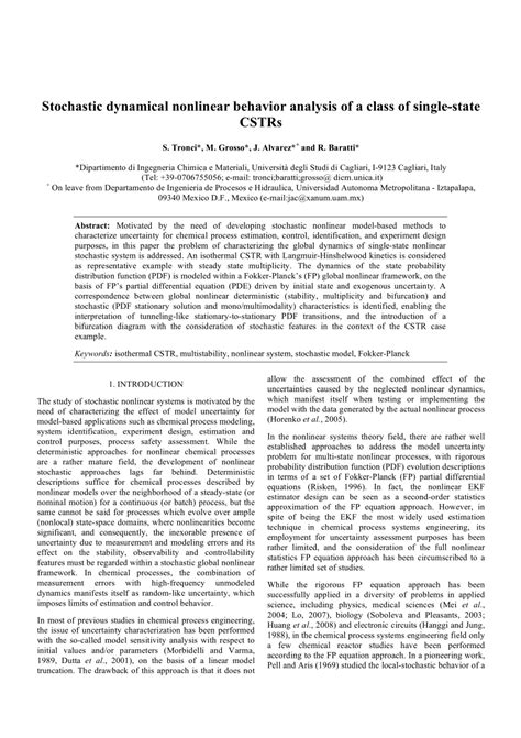 Pdf Stochastic Dynamical Nonlinear Behavior Analysis Of A Class Of