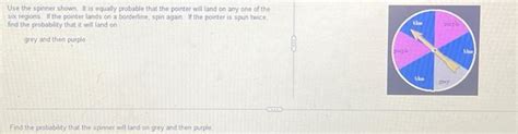 Solved Use The Spinner Shown It Is Equally Probable Tha