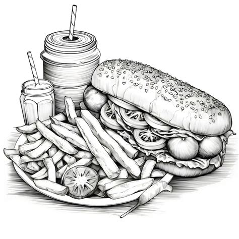 Premium Photo Fast Food Burger French Fries Ketchupnnaise Vector