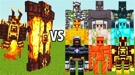 Ignis Vs All Golems Minecraft Mob Battle Ignis Vs Iron Golem Vs
