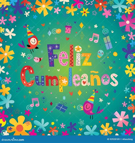 Feliz Cumpleanos生日快乐用西班牙语 向量例证 插画 包括有 绿色 生日 双翼飞机 类型 92928109