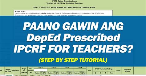 STEP By STEP GUIDE In Accomplishing The IPCRF For Teachers DepEd Click