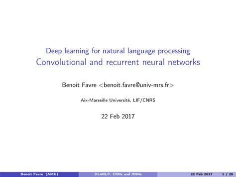 [ppt] convolutional and recurrent neural networks benoit favre