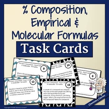 Percent Composition Empirical Molecular Formulas Task Cards TPT