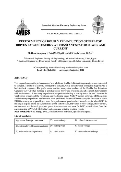 Pdf Performance Of Doubly Fed Induction Generator Driven By Wind