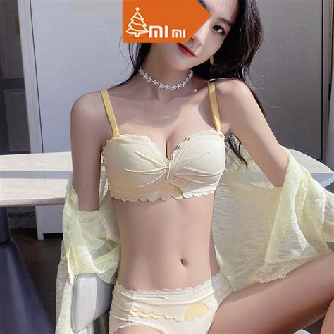32 40 Size 05cm Thin C Cup Bra Set Cute Wireless Strapless Underwear Suit Push Up Big Cup Bra