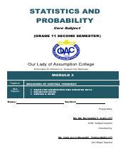 STATISTICS AND PROBABILITY MODULE Pdf STATISTICS AND PROBABILITY Core Subject GRADE