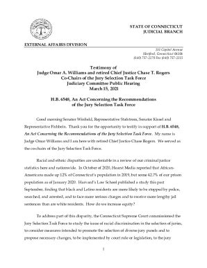 Fillable Online Testimony Of Judge Omar A Williams And Retired Chief