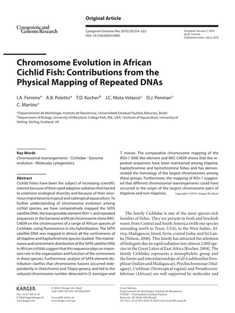 Pdf Chromosome Evolution In African Cichlid Fish Contributions From