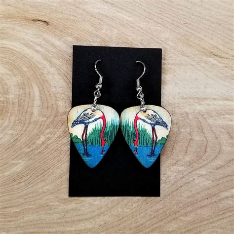 Flamingo La Garza Loteria Mexican Bingo Earrings Etsy