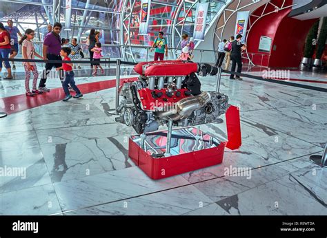 Ferrari Engine Block At The Ferrari World Theme Park Entrance Hall