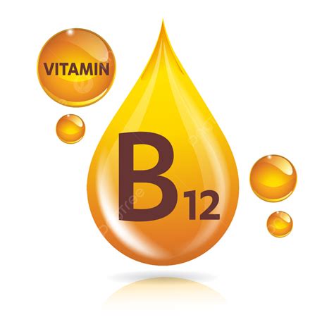 Vitamin B12 Icon Logo Golden Drop Shield Protection Medical Background Heath Vector Illustration