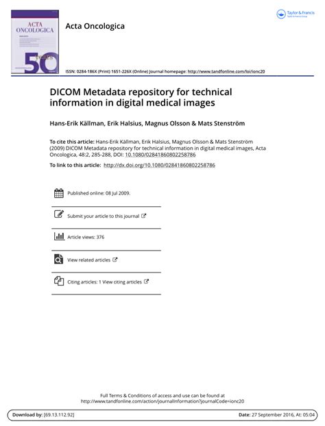 Pdf Dicom Metadata Repository For Technical Information In Digital