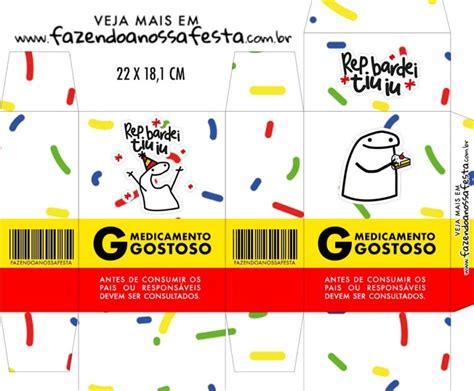 Caixinha De Remedio PersonalizadaFesta Meme Bento Flork Fazendo A