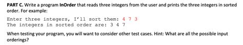 Answered Part C Write A Program Inorder That Bartleby