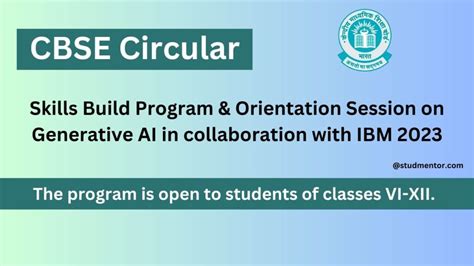 Cbse Circular Skills Build Program And Orientation Session On