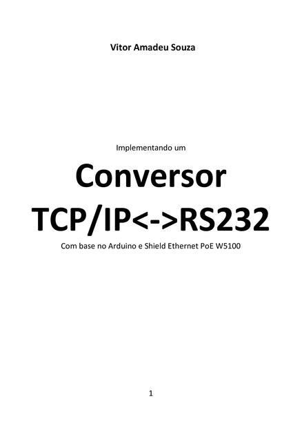 Implementando Um Conversor Tcpip Rs232 Com Base No Arduino E Shield