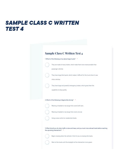 Sample Class C Written Test 4 California Dmv Pdf