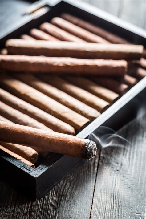 Cigar With Smoke And Whisky On Ice And Books Stock Image Image Of