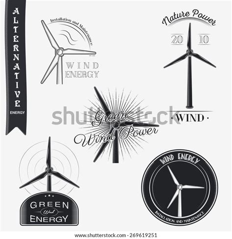 Wind Turbine Alternative Eco Energy Set Stock Vector Royalty Free