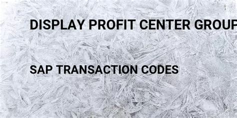 Display Profit Center Group Tcode In Sap Transaction Codes List