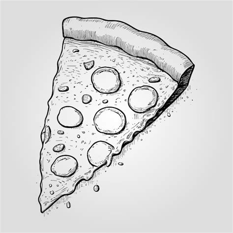 Premium Vector Ink Sketch Drawn Pizza Slice Food Element For Menu Or