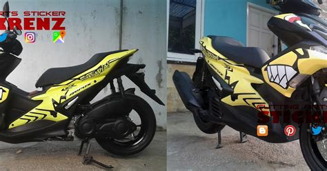 Stickrenz Yamaha Aerox 155 Yellow Custom Wrap And Shark Graphics Sticker