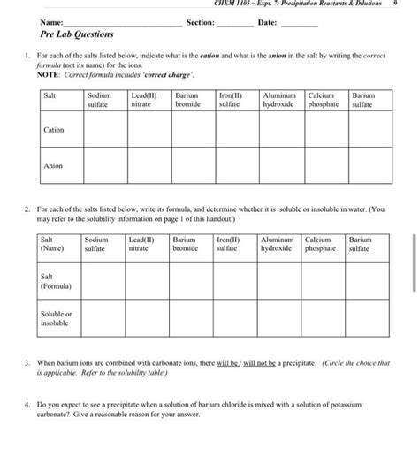 solved name section date pre lab questions 1 for each of