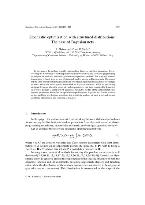 Pdf Stochastic Optimization With Structured Distributionsthe Case Of