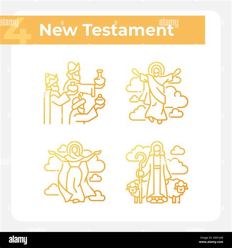 religious scenes gradient linear vector icons set stock vector image
