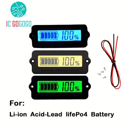 이온 산 납 Lifepo4 배터리 전압 용량 표시기 Lcd 디스플레이 테스터 3s 10s 36v 48v 티몬