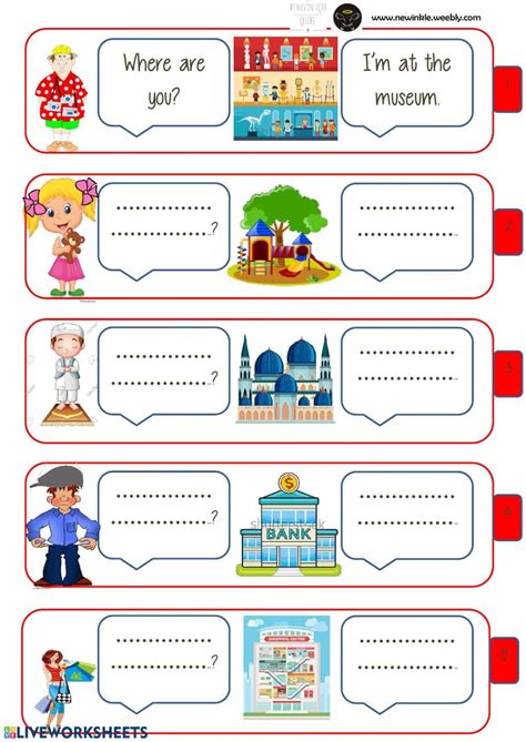 Places In The Community Wh Questions Vocabulary Worksheets Place