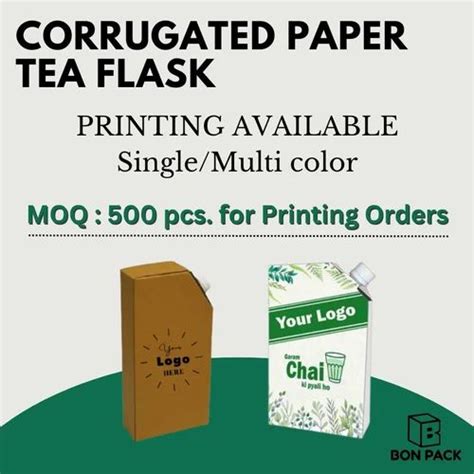 500 Ml Printed Paper Tea Flask With Pouch Chai Flask Tea Flask At