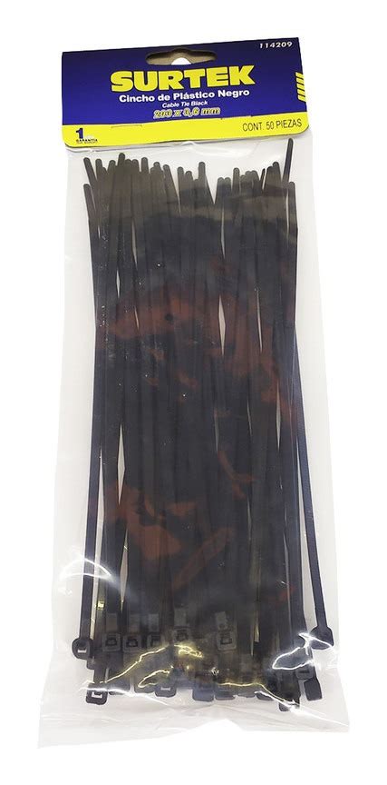 Cincho Plastico Negro Surtek Paquete Pzs Mmx Mm Env O Gratis