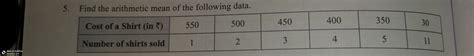 5 Find The Arithmetic Mean Of The Following Databegin Tabular C