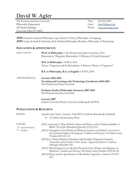 cv david w agler