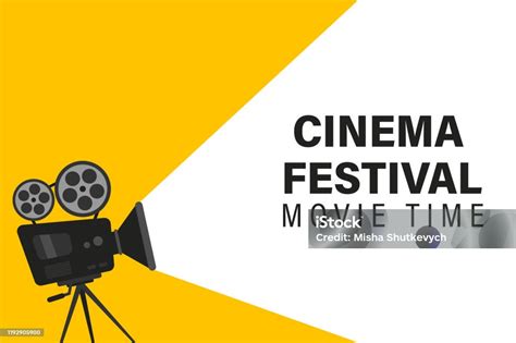 영화 카메라와 영화 축제 포스터입니다 영화의 시간의 개념 단어 영화 시간 영화 배경입니다 삼각대에 있는 영화 카메라 필름 릴이 있는 프로젝터는 배너 및 포스터에 사용할 수
