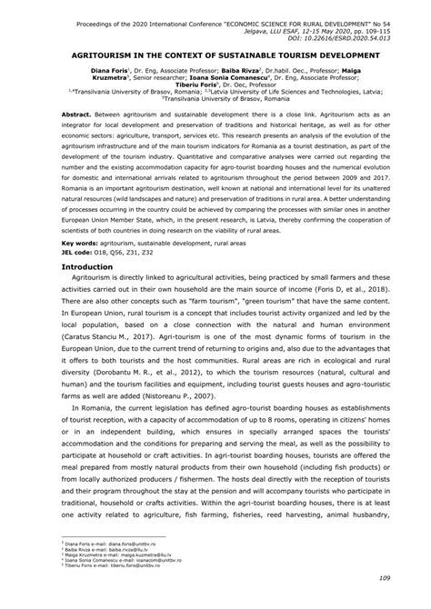 Pdf Agritourism In The Context Of Sustainable Tourism Development