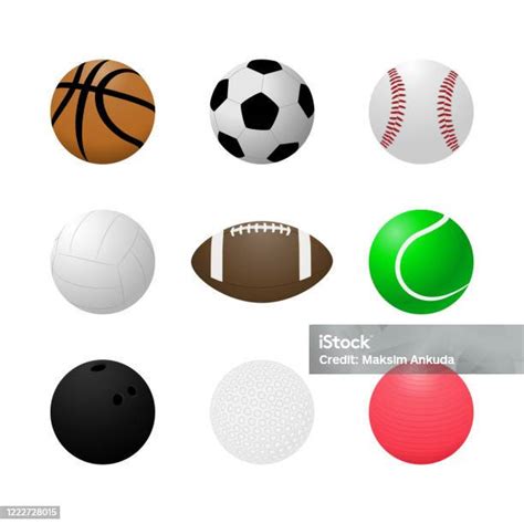 스포츠 공의 벡터 세트입니다 아이콘 농구 축구 야구 배구 미식 축구 테니스 볼링 골프 피트니스 가죽에 대한 스톡 벡터 아트 및 기타 이미지 Istock