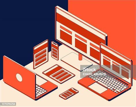 등등 측정 컴퓨터 모니터 노트북 태블릿 및 휴대 전화 세트 장치 모형 템플릿입니다 벡터 일러스트레이션 개발에 대한 스톡 벡터 아트 및 기타 이미지 Istock