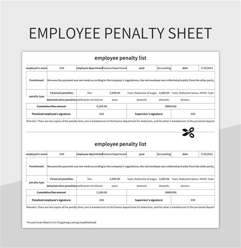 Employee Penalty Sheet Excel Template And Google Sheets File For Free
